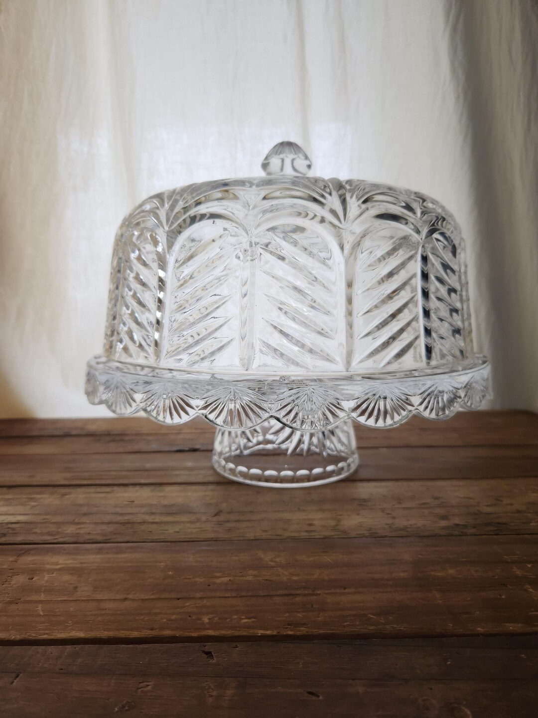 Vintage Crystal Portico 5th Avenue Pedestal Lidded Cake Stand, Upside ...