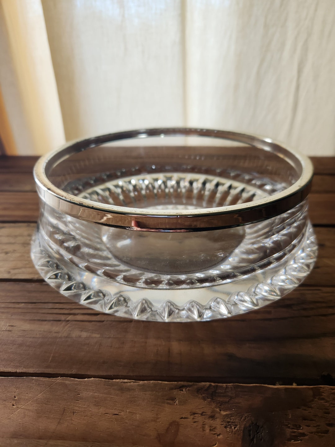 Vintage Silver Rimmed Heavy Lead Crystal Gorham Lyric Serving Bowl - Etsy