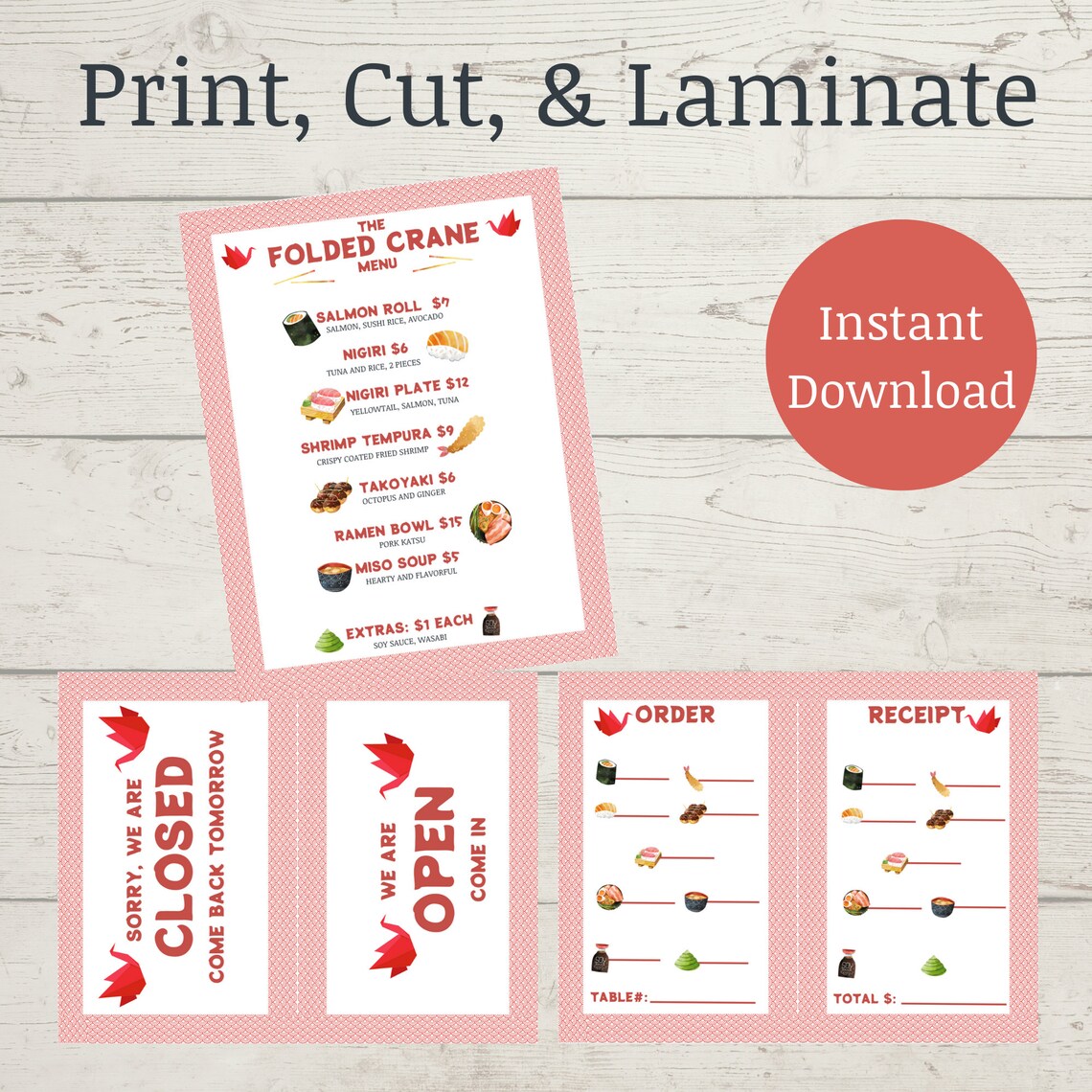 Dramatic Play Sushi Bar Restaurant, Printable Pretend Menu, Preschool ...