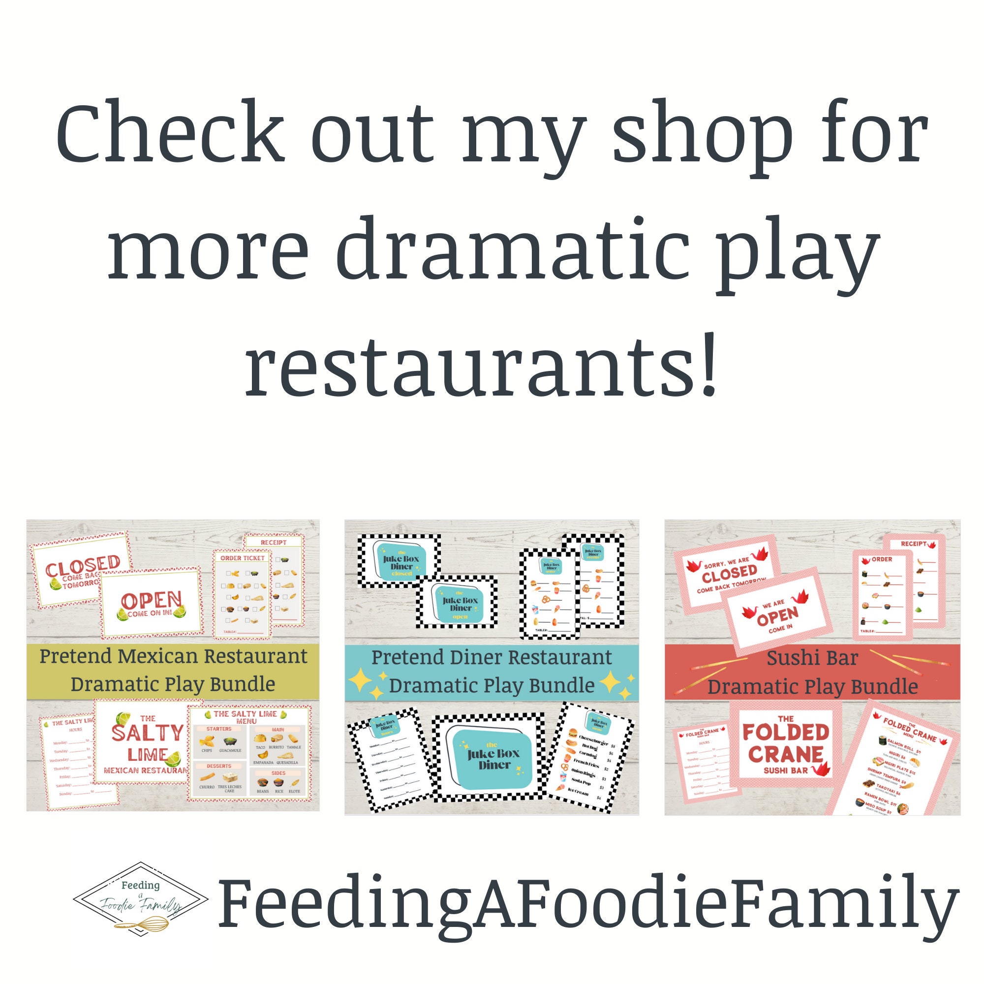 Dramatic Play Restaurant Diner Pretend Printable Menu and - Etsy
