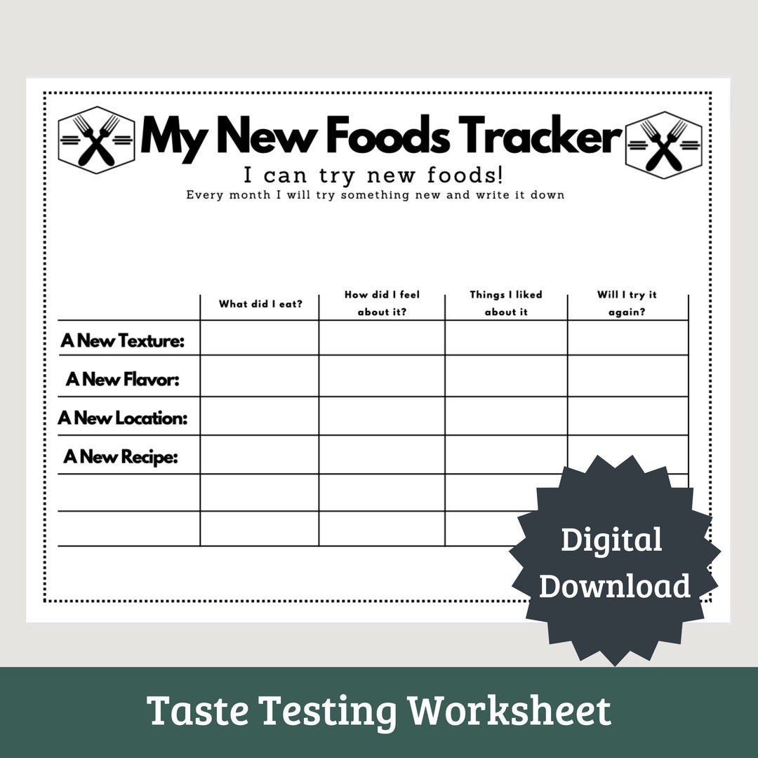 Kids New Foods Tracker Instant Download Printable - Etsy