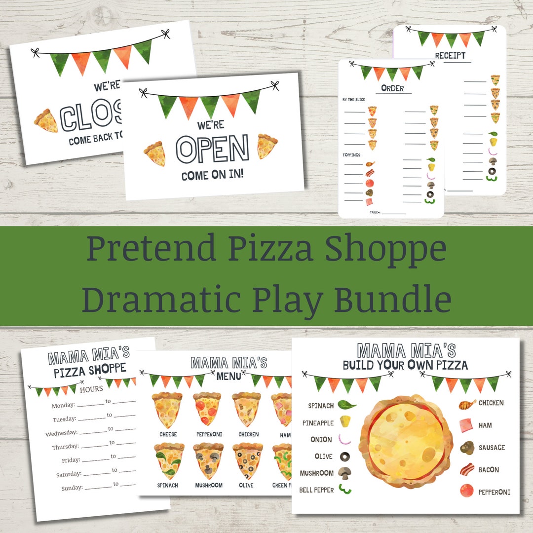 Pretend Play Pizza Shop Printable, Dramatic Play Food, Preschool or ...