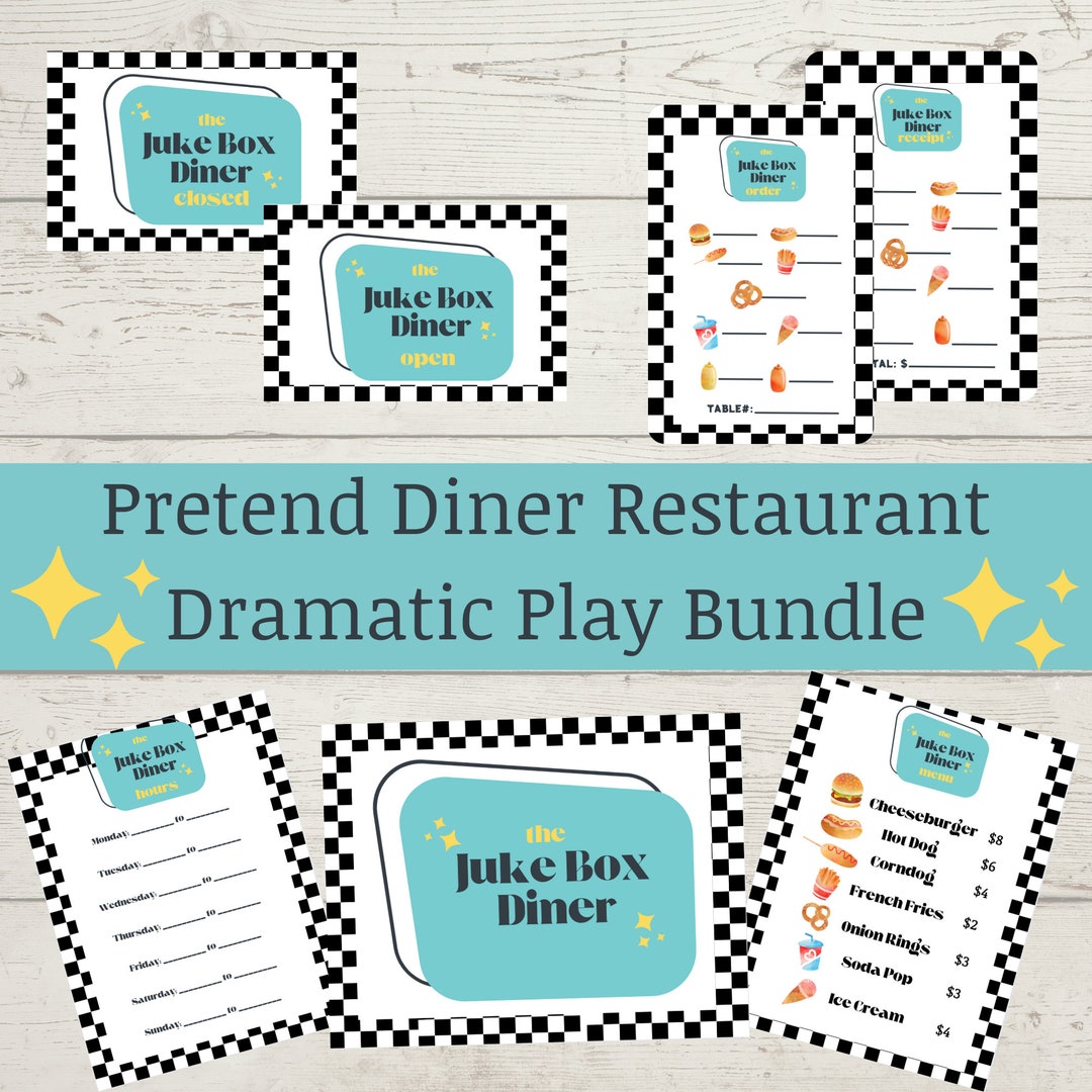 Dramatic Play Restaurant Diner, Pretend Printable Menu and Signs ...