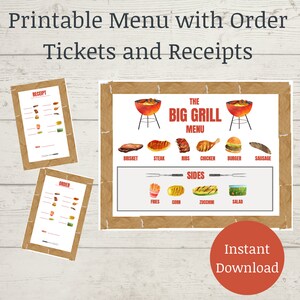 Dramatic Play BBQ Restaurant, Pretend Play Printable Menu, Kindergarten ...
