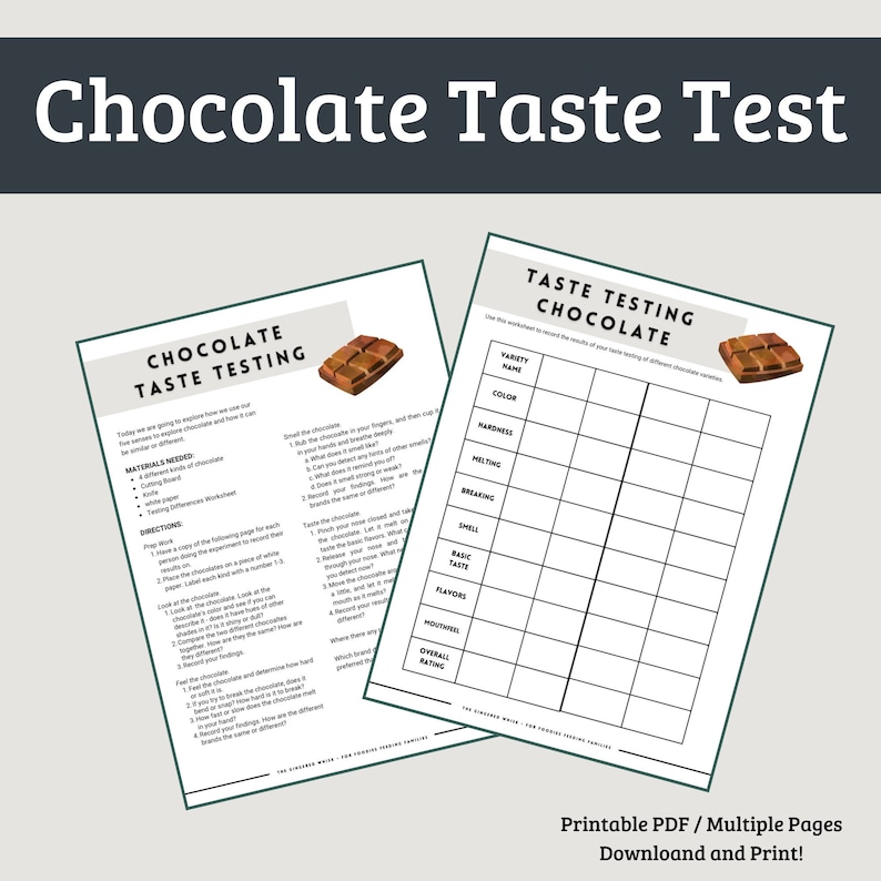 Chocolate Taste Test Activity Printable Worksheet - Etsy