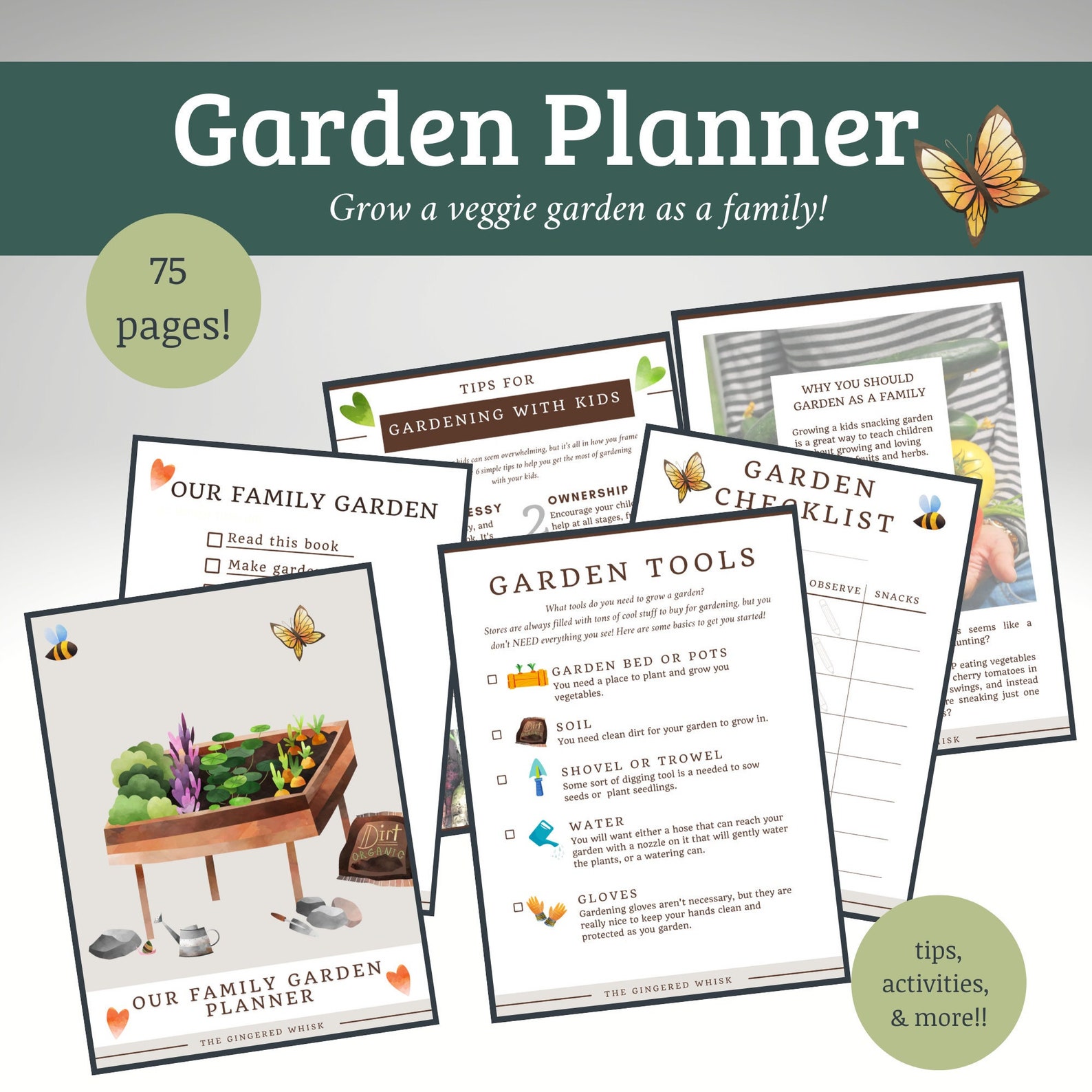 Kids Garden Planner, Vegetable Garden Journal for Families, Printable ...