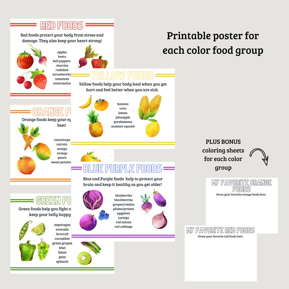 Eat the Rainbow Food Tracker, Printable Chart, Preschool and ...