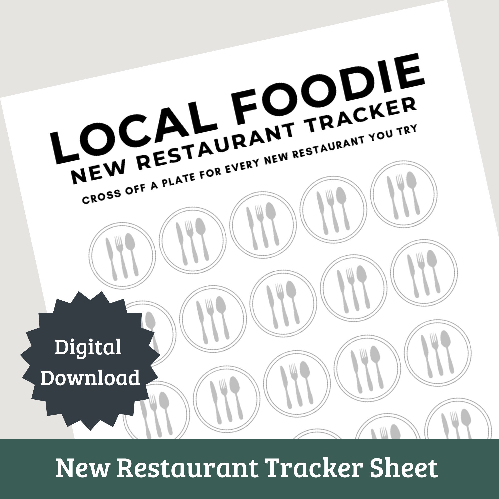 Restaurant Tracker, Local Foodie, Try New Foods, Goals Worksheet - Etsy