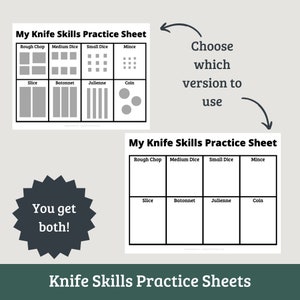 Culinary Knife Skills Practice Sheets, Cooking Play-dough Mats - Etsy