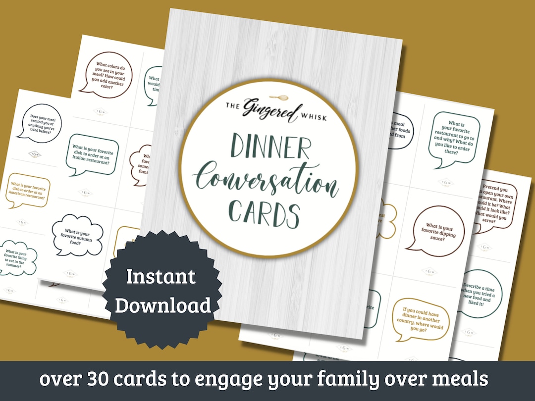 Foodie Family Dinner Conversation Cards, Printable Kids Table Topics ...