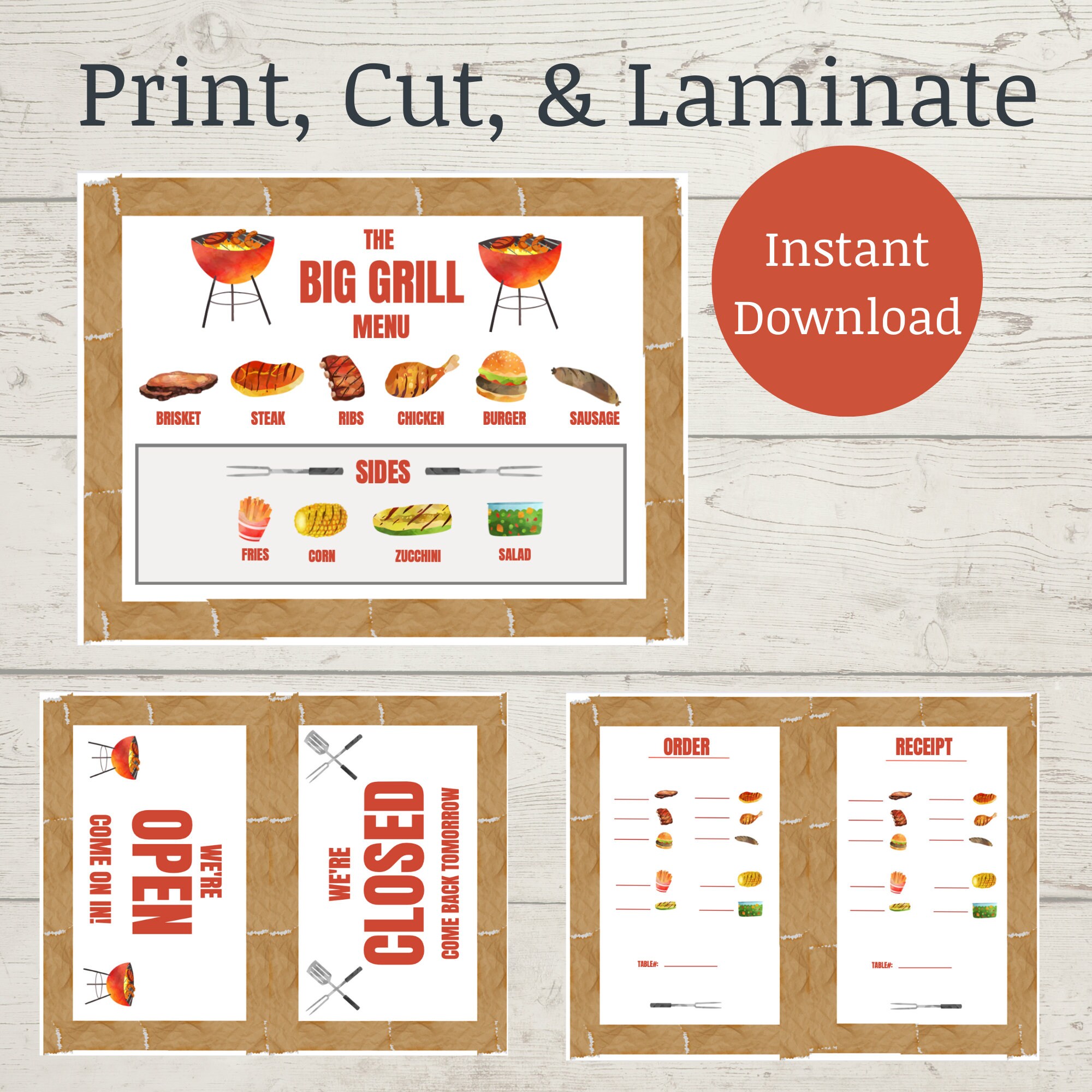 Dramatic Play BBQ Restaurant, Pretend Play Printable Menu, Kindergarten ...