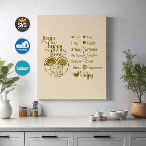 Happy Home Recipe Cutting Board SVG: Kitchen Wall Decal (digital ...