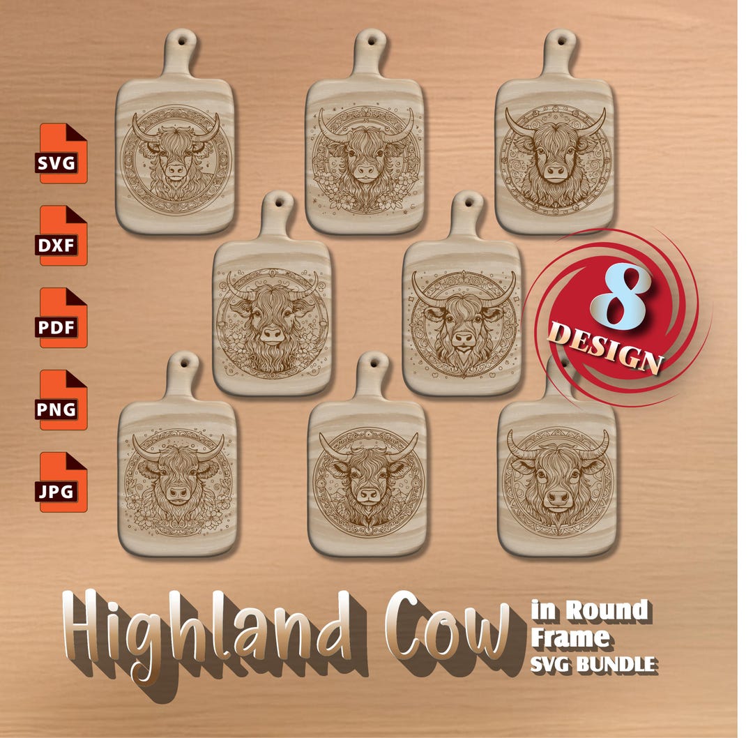 Highland Cow SVG Bundle: Round Frame Designs (digital Download) - Etsy