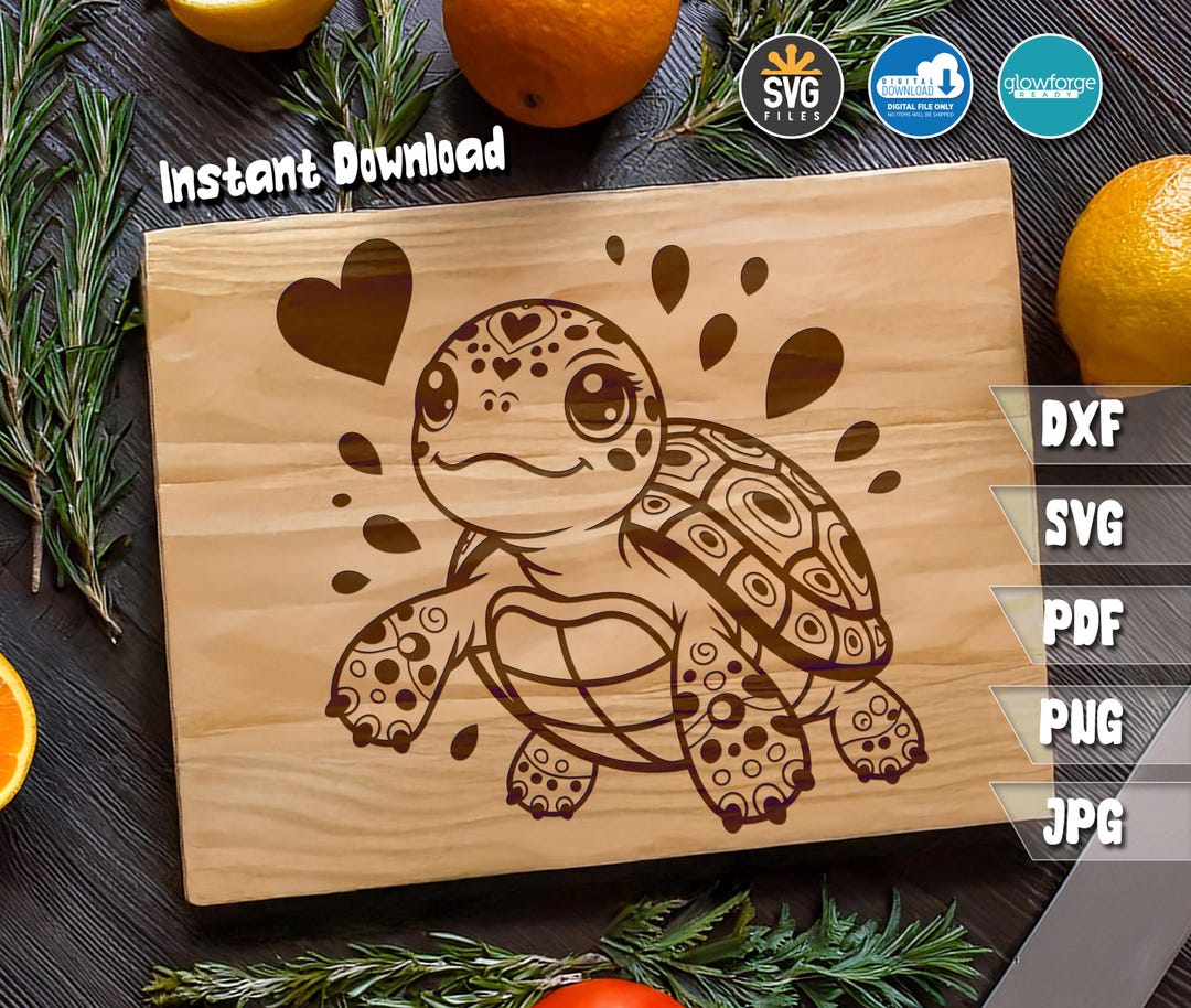 Sea Turtle SVG Cut Files - Cute Beach Turtle Clipart & Cutting Board ...