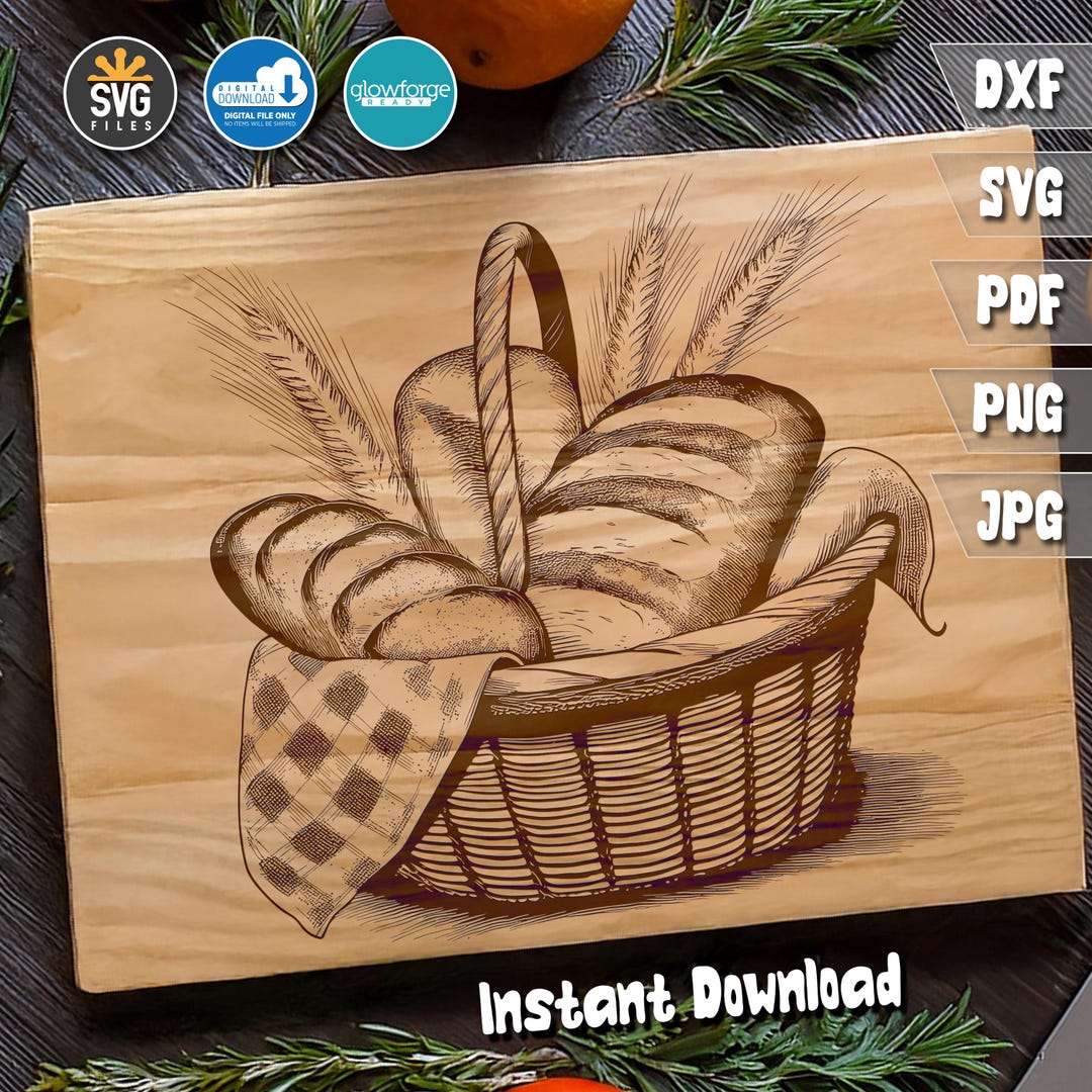 Loaf Bread SVG: Bakery Clipart, Bread Basket & Box Designs for ...