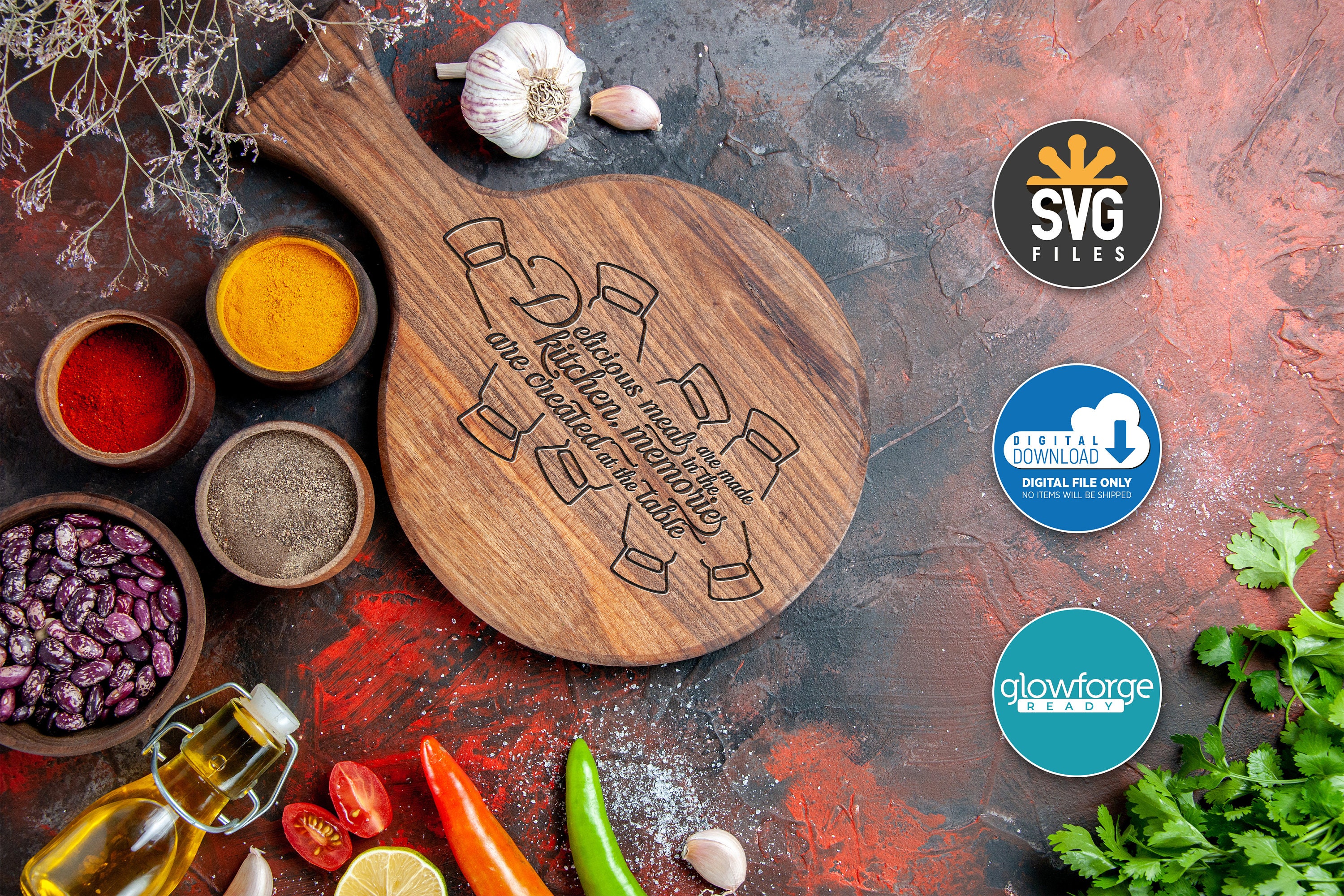 Cutting Board SVG File Dining Table Message Ready for Glowforce - Etsy