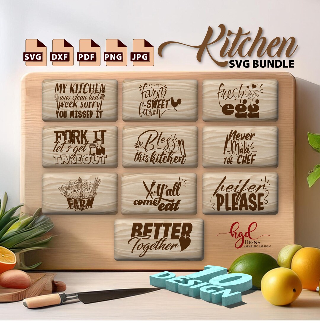 Kitchen Messages SVG Bundle 10 Unique Designs for DIY Projects ...
