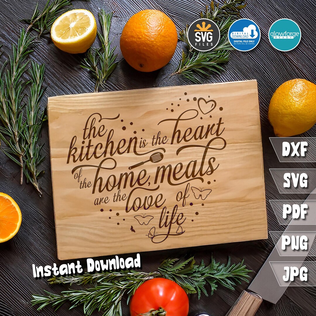 Kitchen is the Heart, Chopping Board Svg, Charcuterie Svg, Cutting ...