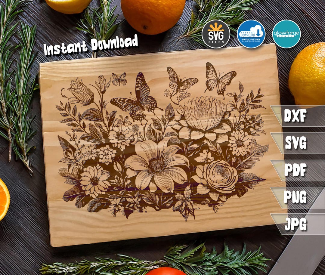 Floral Butterfly SVG PNG: Spring Flower Clipart (digital Download) - Etsy