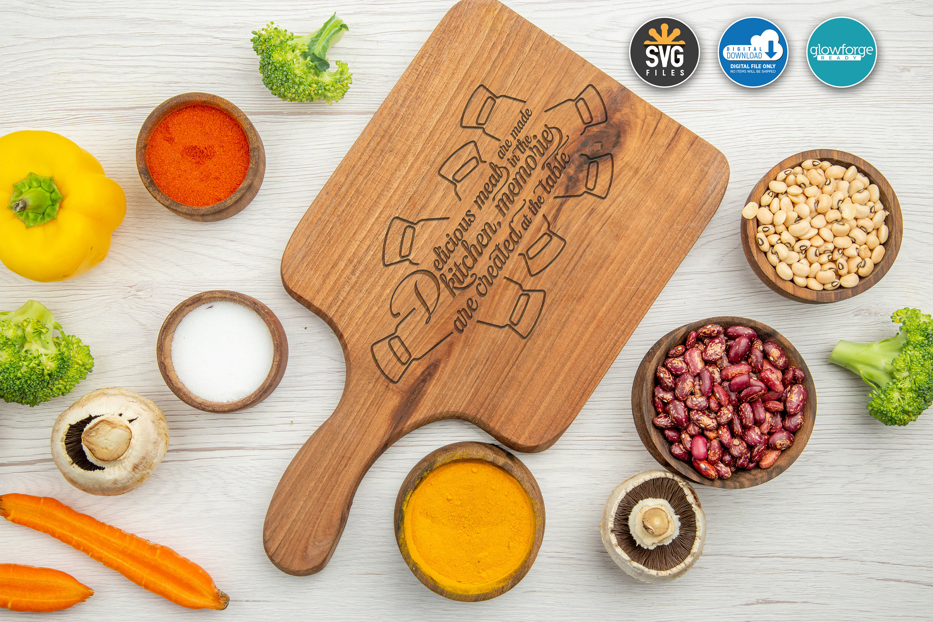 Cutting Board SVG File Dining Table Message Ready for Glowforce - Etsy