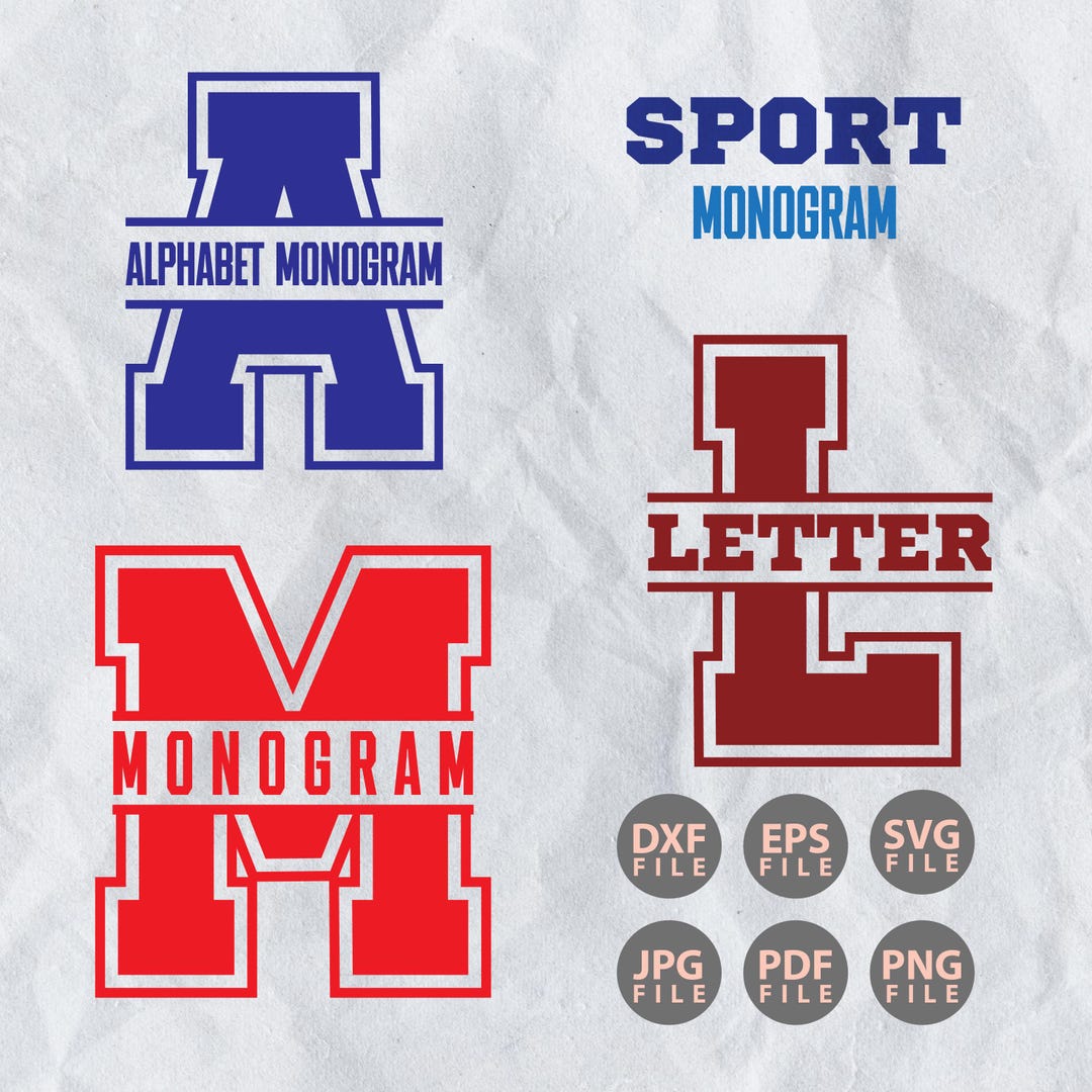 Sport Monogram Alphabet SVG Bundle: Athletic Letters (digital Download ...