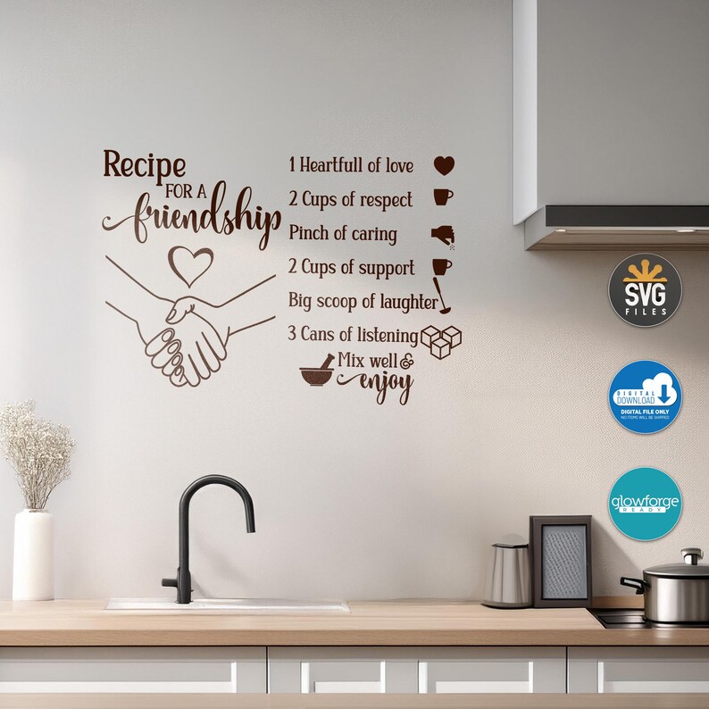 Friendship Recipe SVG Files: Kitchen Decor, Food Lover Gift (digital ...