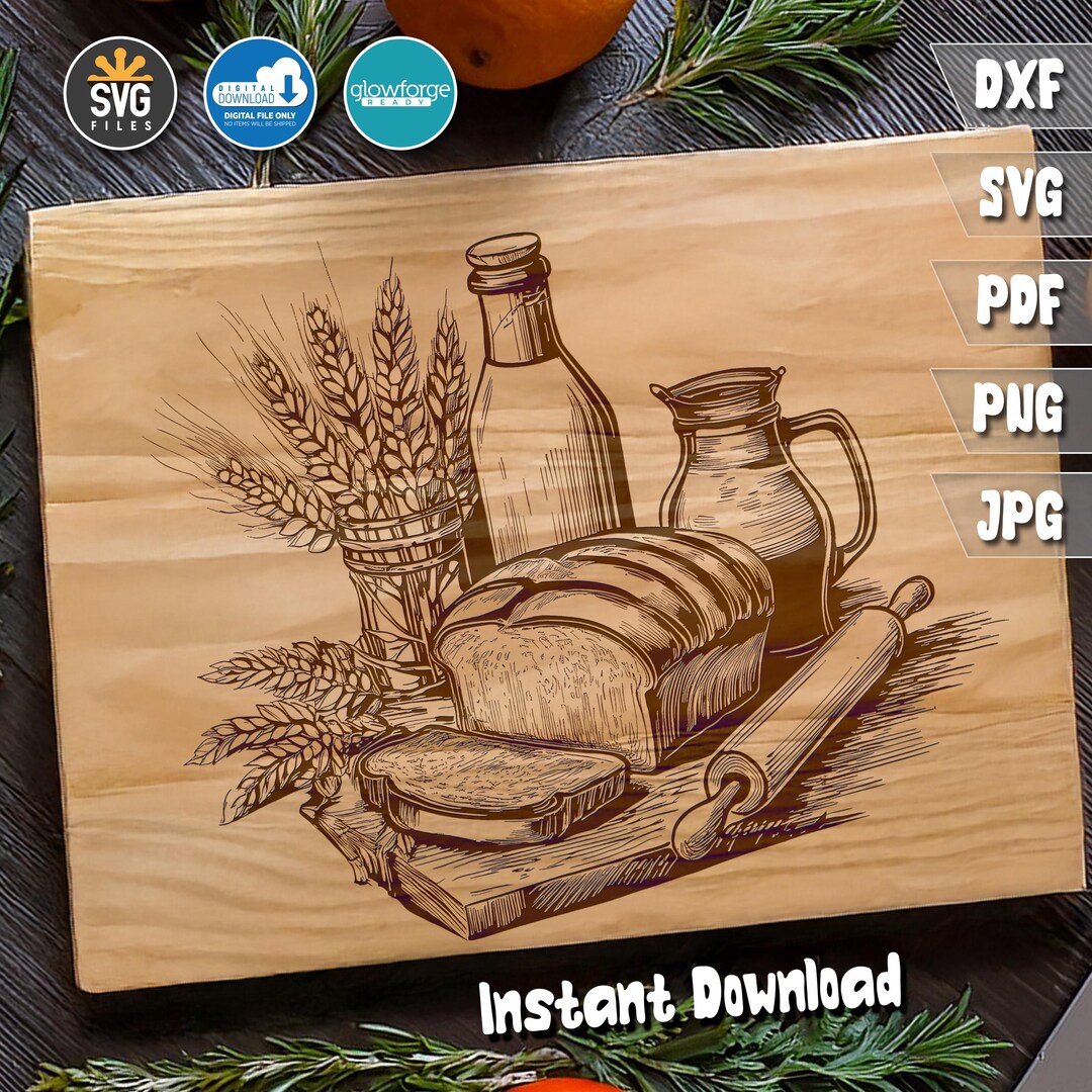Daily Fresh Bread SVG - Sourdough Bread Clipart for Laser Cutting ...