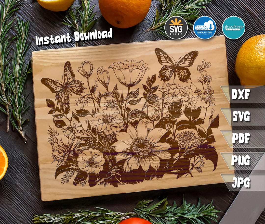 Butterfly Wings Floral SVG: Spring Cricut Cut File (digital Download ...