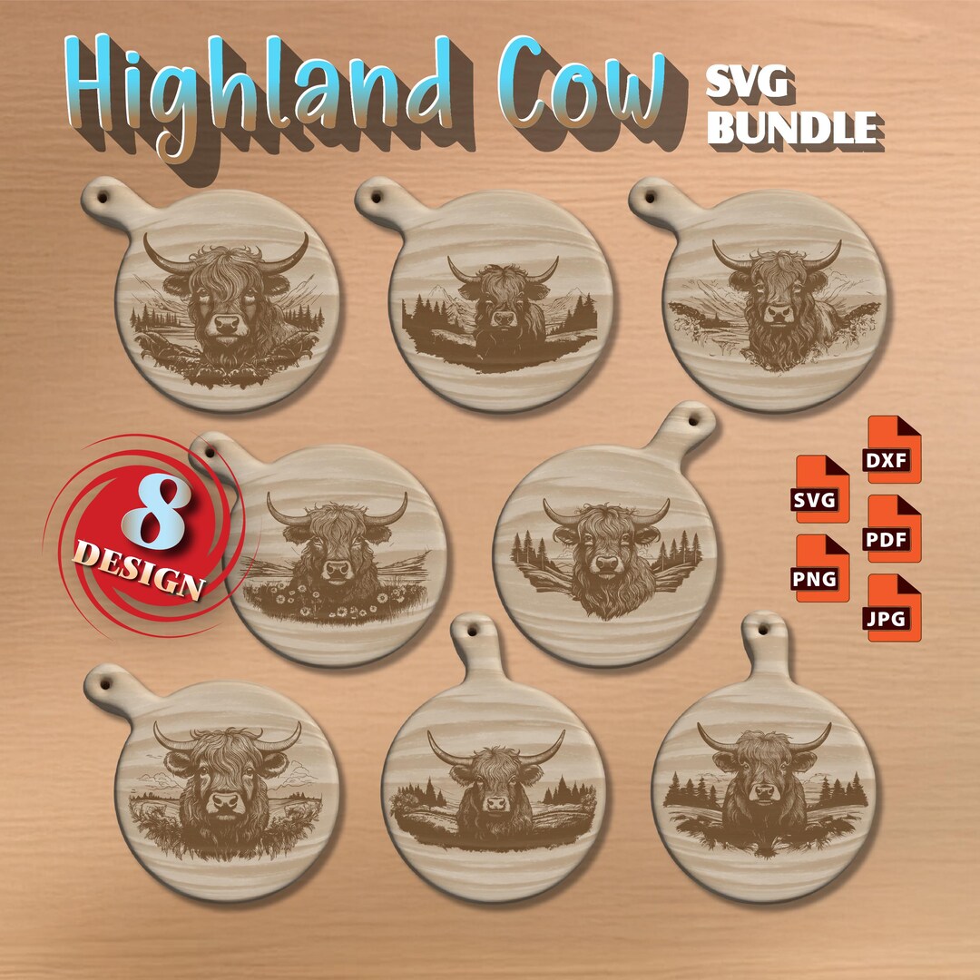 Highland Cow Bundle - Highlander Cow SVG, Cattle SVG, Cow Head & Face ...