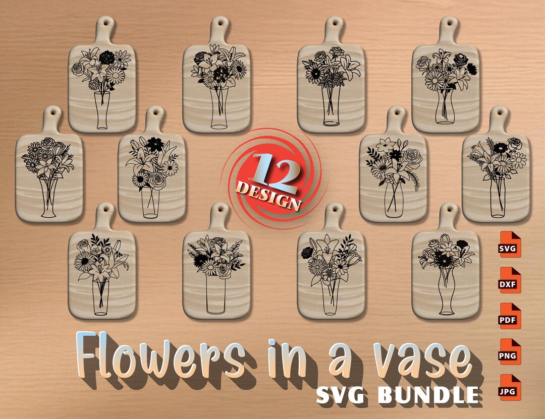Flowers in Vase SVG: Hand-drawn Florals Cut File (digital Download) - Etsy