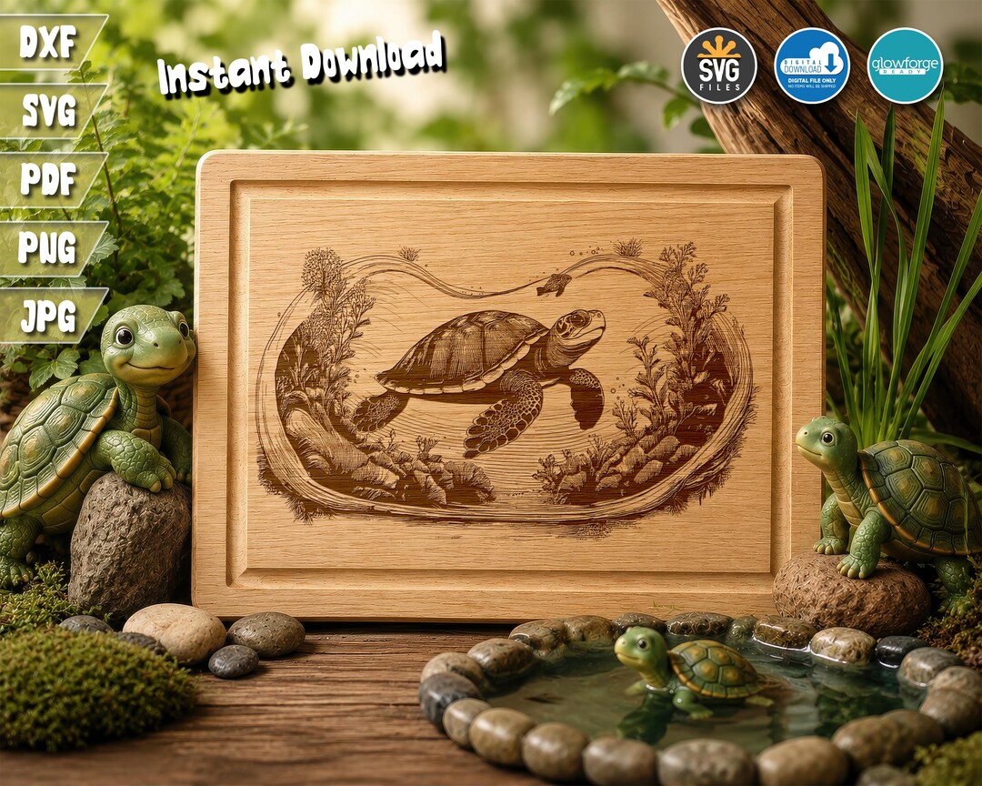 Sea Turtle SVG: Charcuterie Board Laser Cut Design (digital Download ...