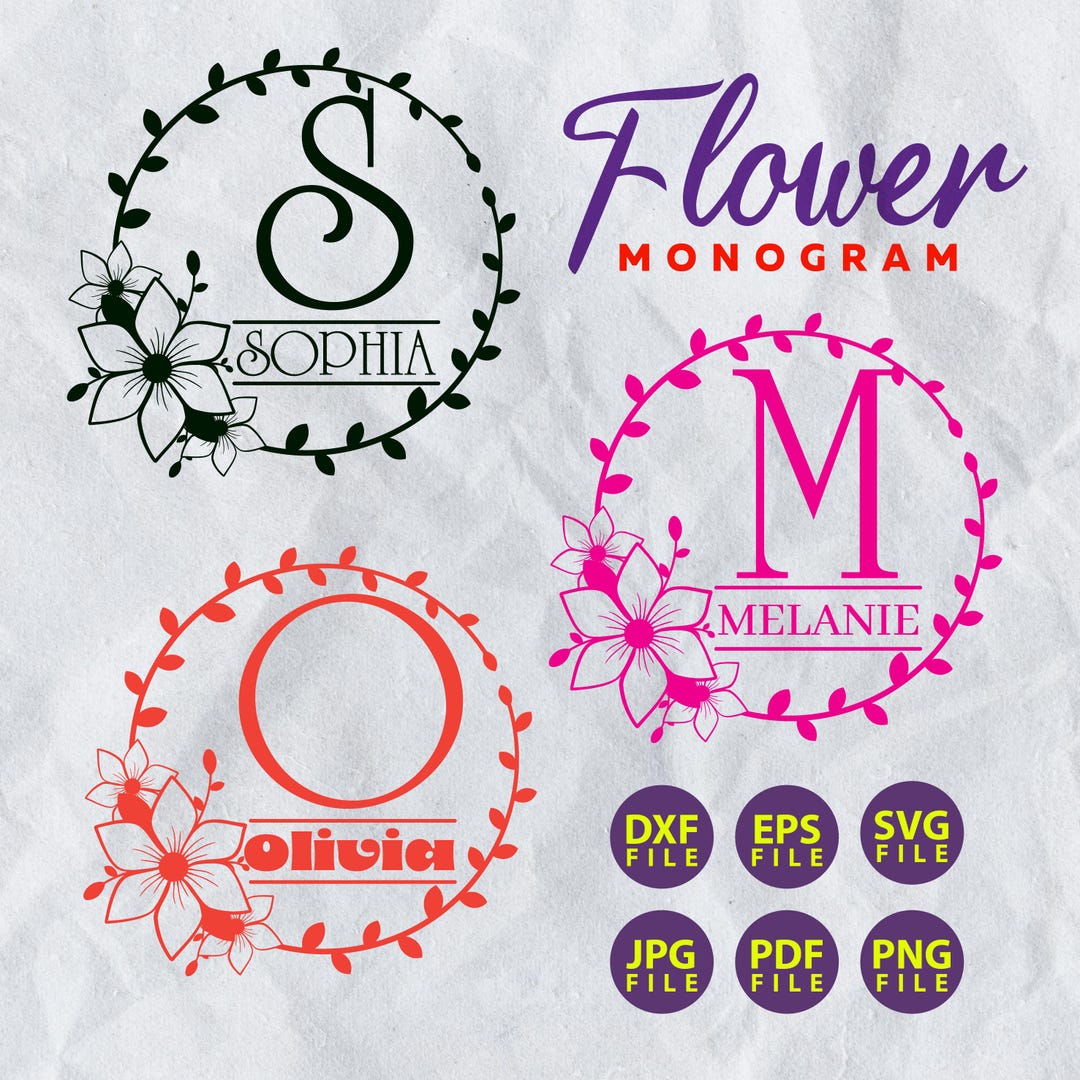 Flower Monogram Svg, Split Monogram, Monogram Bundle, Family Monogram ...