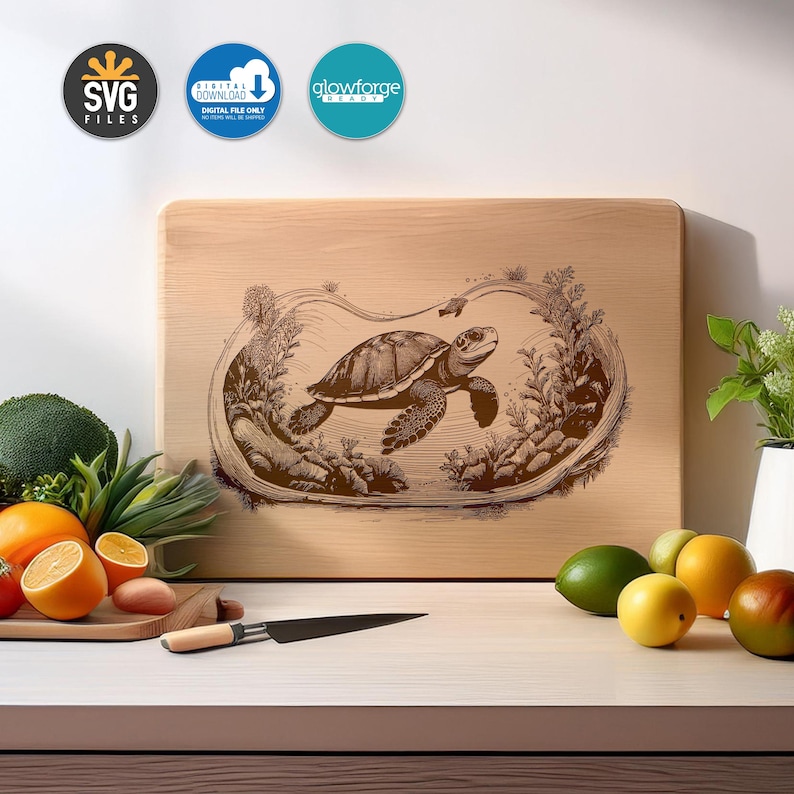 Sea Turtle SVG: Charcuterie Board Laser Cut Design (digital Download ...