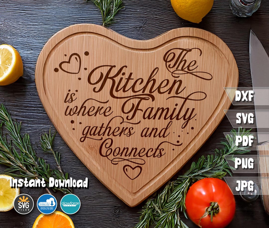 Family Gathers Here Chopping Board SVG, Custom Cutting Board, Cheese ...
