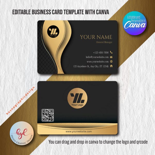 Professional DIY Business Card, Personalized Canva Template, Custom ...