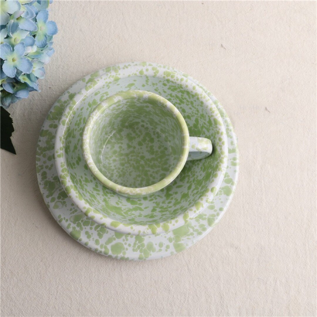 Enamelware Splatter Dinnerware Set Marbled Camping Vintage Plate Bowl ...