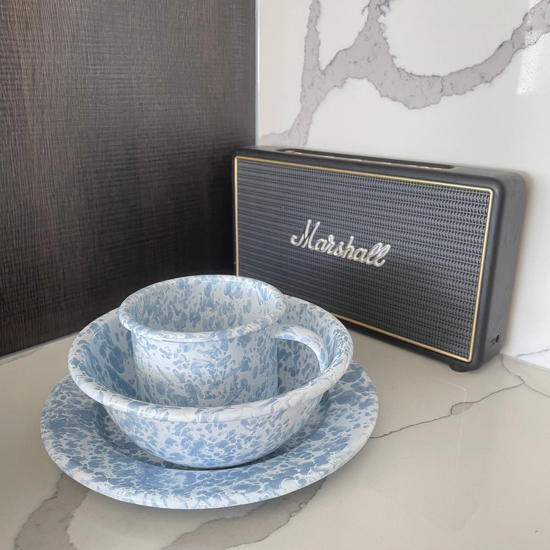 Enamelware Splatter Dinnerware Set Marbled Camping Vintage Plate Bowl ...