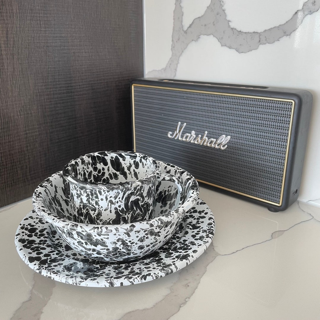 Enamelware Splatter Dinnerware Set Marbled Camping Vintage Plate Bowl ...