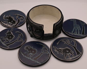 Pack of Kente Coasters, 4 African Coasters, Set of Wooden Coasters ...