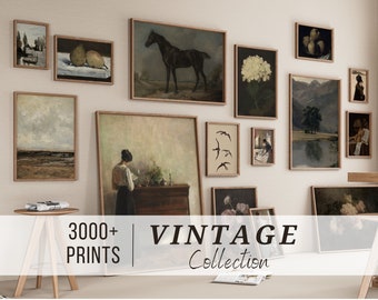 100 Vintage Printable Rustic Wall Art Prints Set, MEGA BUNDLE, Vintage ...