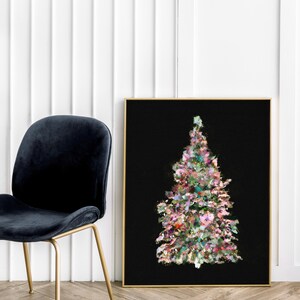 Maximalist Christmas Tree Print, Colorful Christmas Wall Art, Pink ...