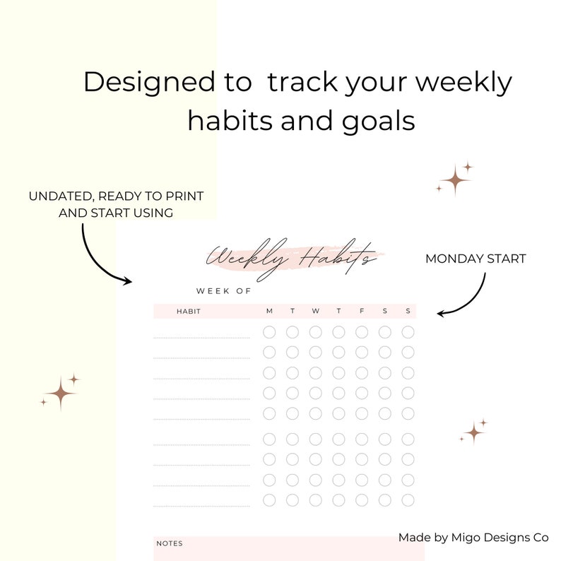 Weekly Habit Tracker Printable, Habit Tracker Template, Instant ...
