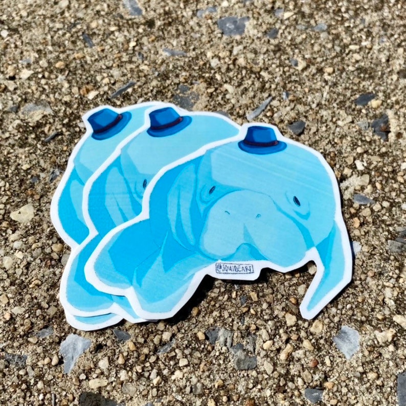 Top Hat Manatee Sticker - Etsy
