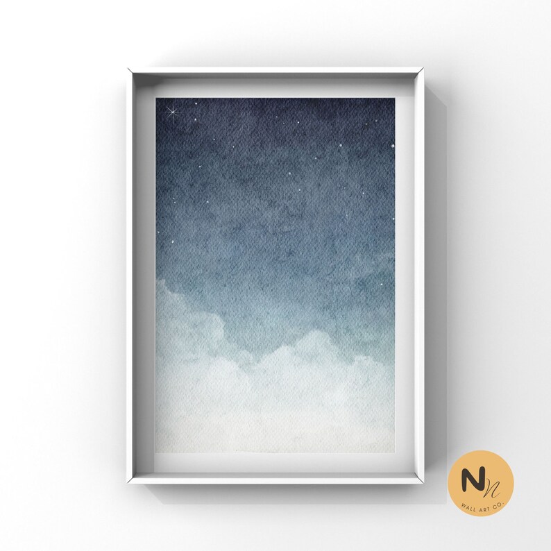 Blue Sky Art Prints Set of 3, Night Sky Posters, Starry Night Wall Art ...