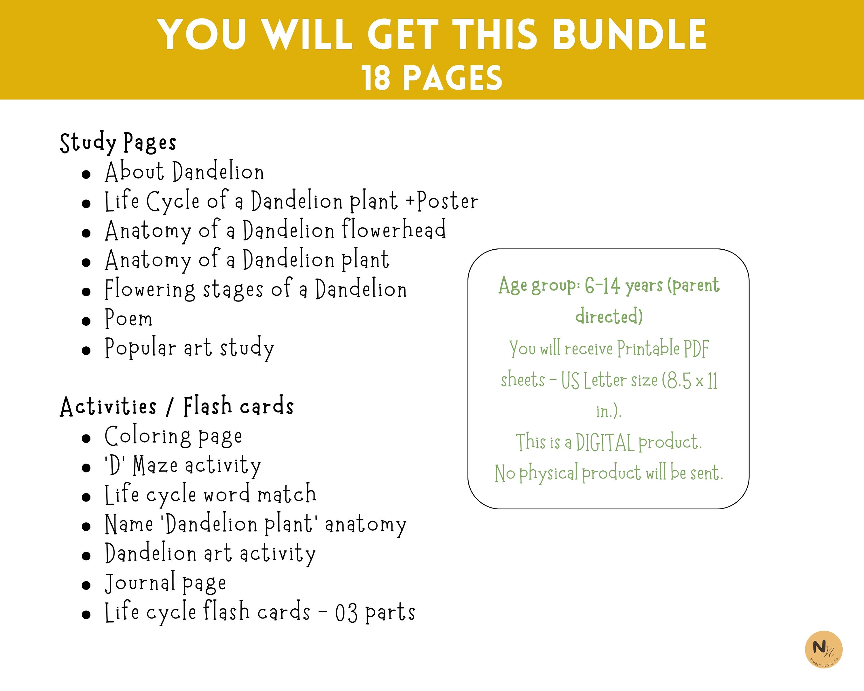 DANDELION Unit Study,spring Activity,plant Anatomy,flower Unit ...