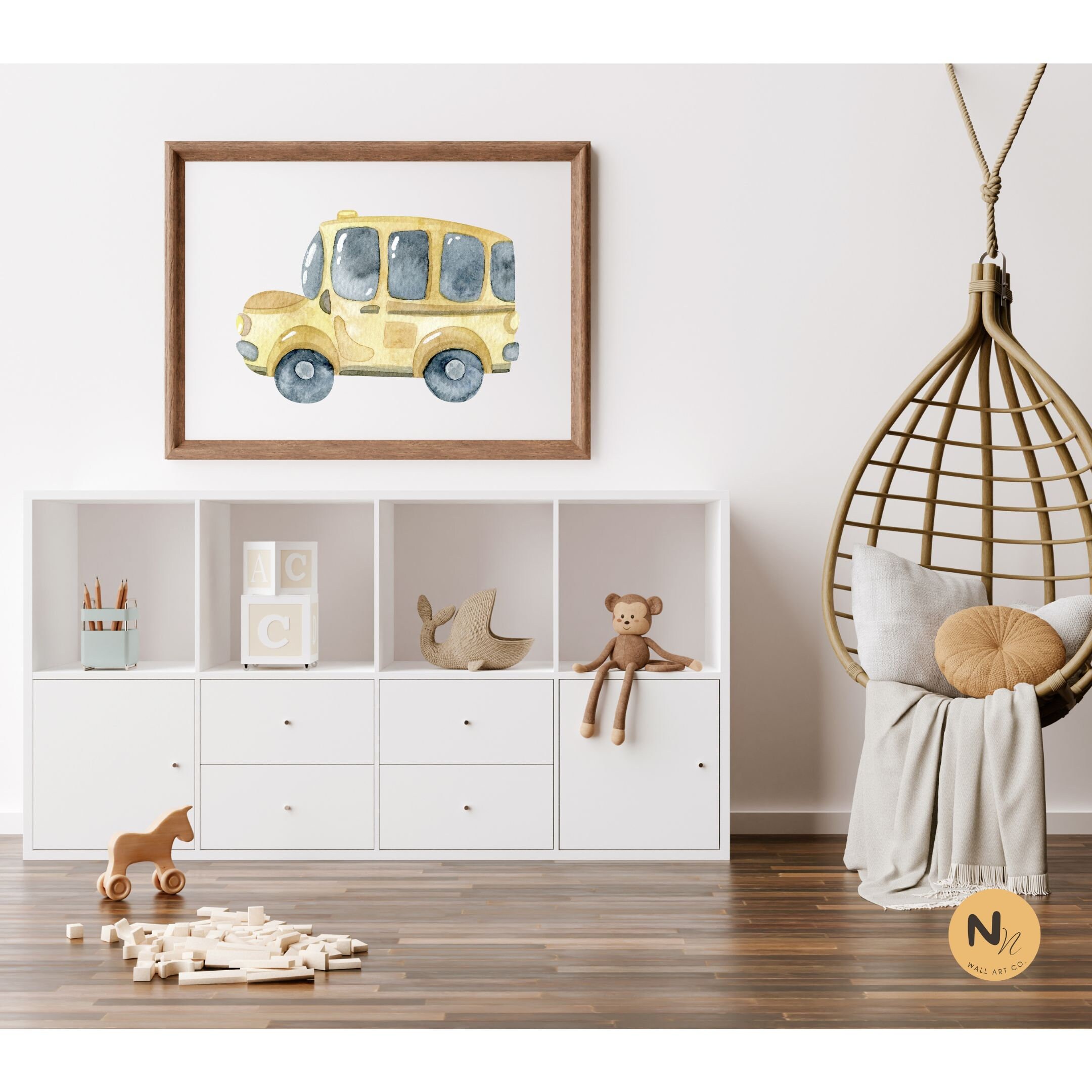 School Bus Printable, Yellow School Bus Print, Kids Room Decor Boys ...