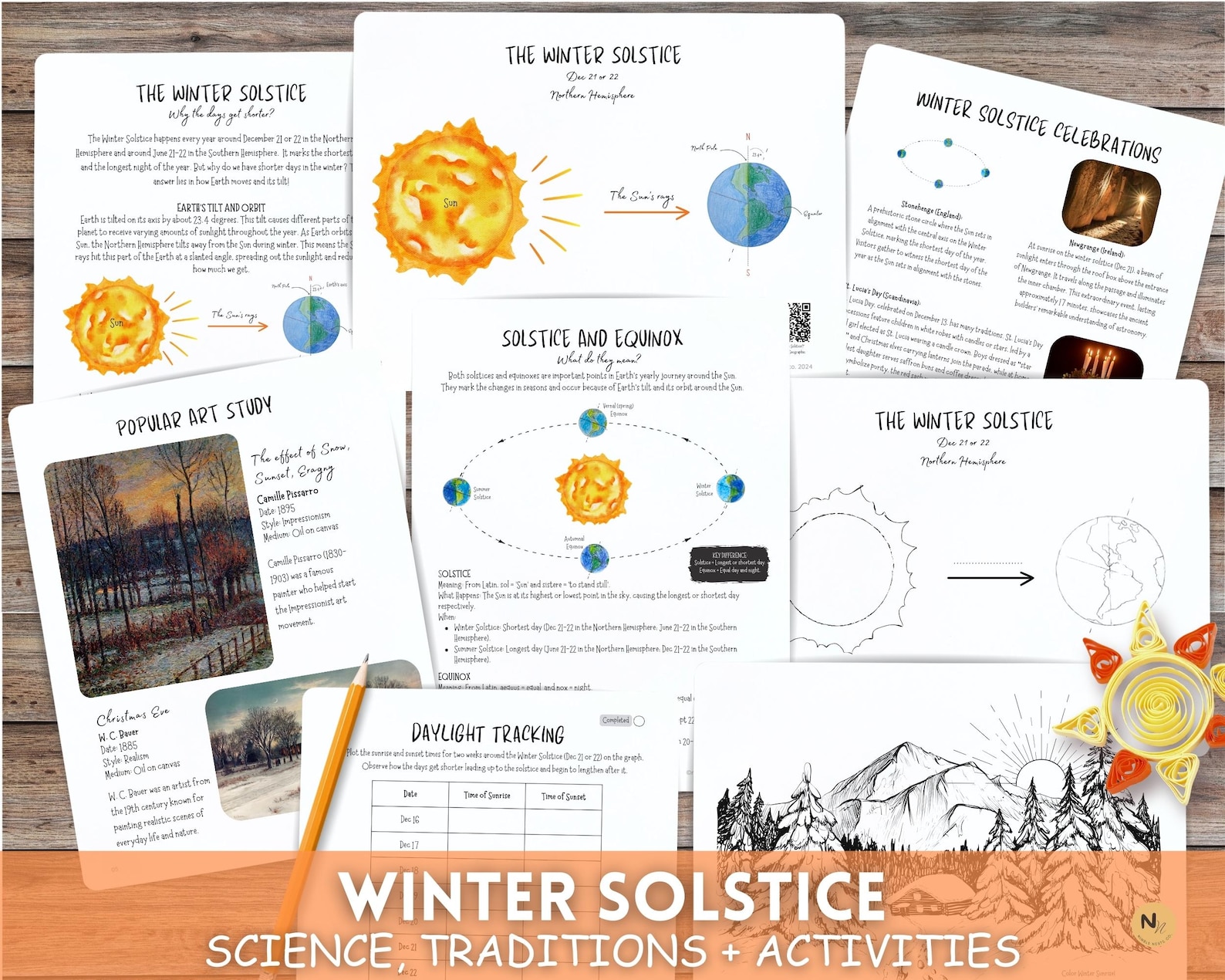 Winter Solstice Mini Unit Study, Solstice & Equinox Study, Winter ...