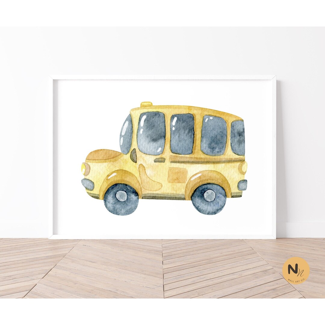 School Bus Printable, Yellow School Bus Print, Kids Room Decor Boys ...