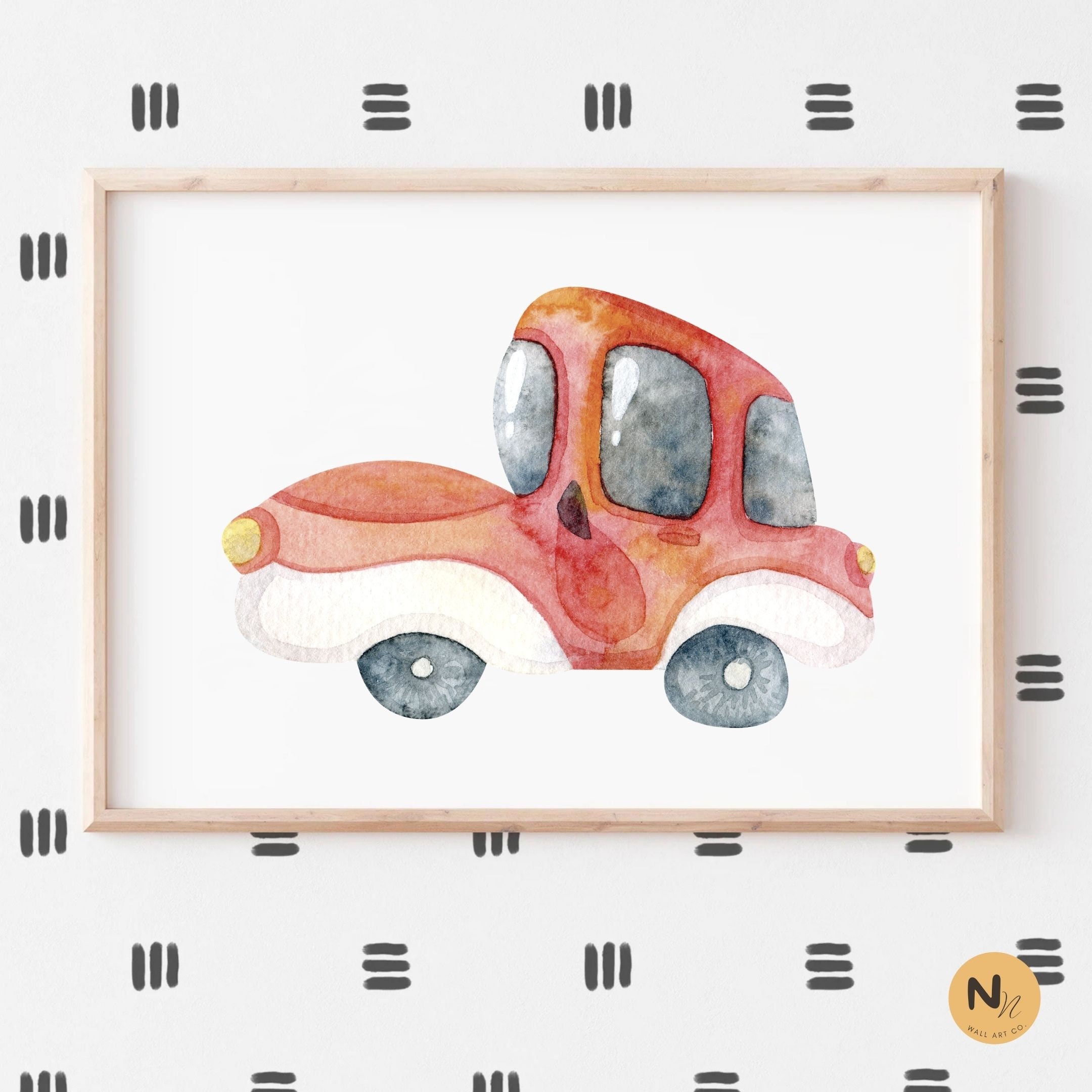 Red Car Printable, Kids Room Wall Art, Kids Room Decor Boys, Red Racing ...