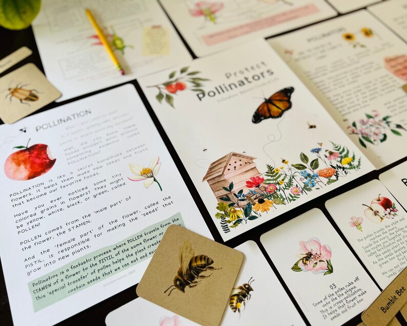 POLLINATION Unit, Pollinators Study, Summer Homeschool Unit, Bees and ...